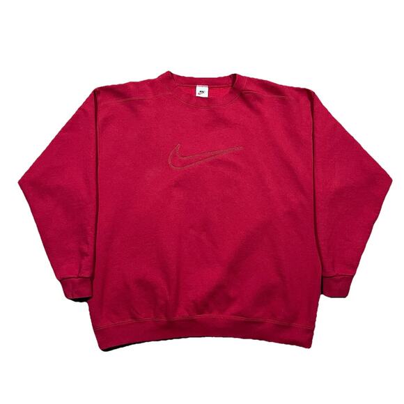 Nike | Shirts | Vintage Nike Swoosh Crewneck Sweatshirt Made Usa Red ...